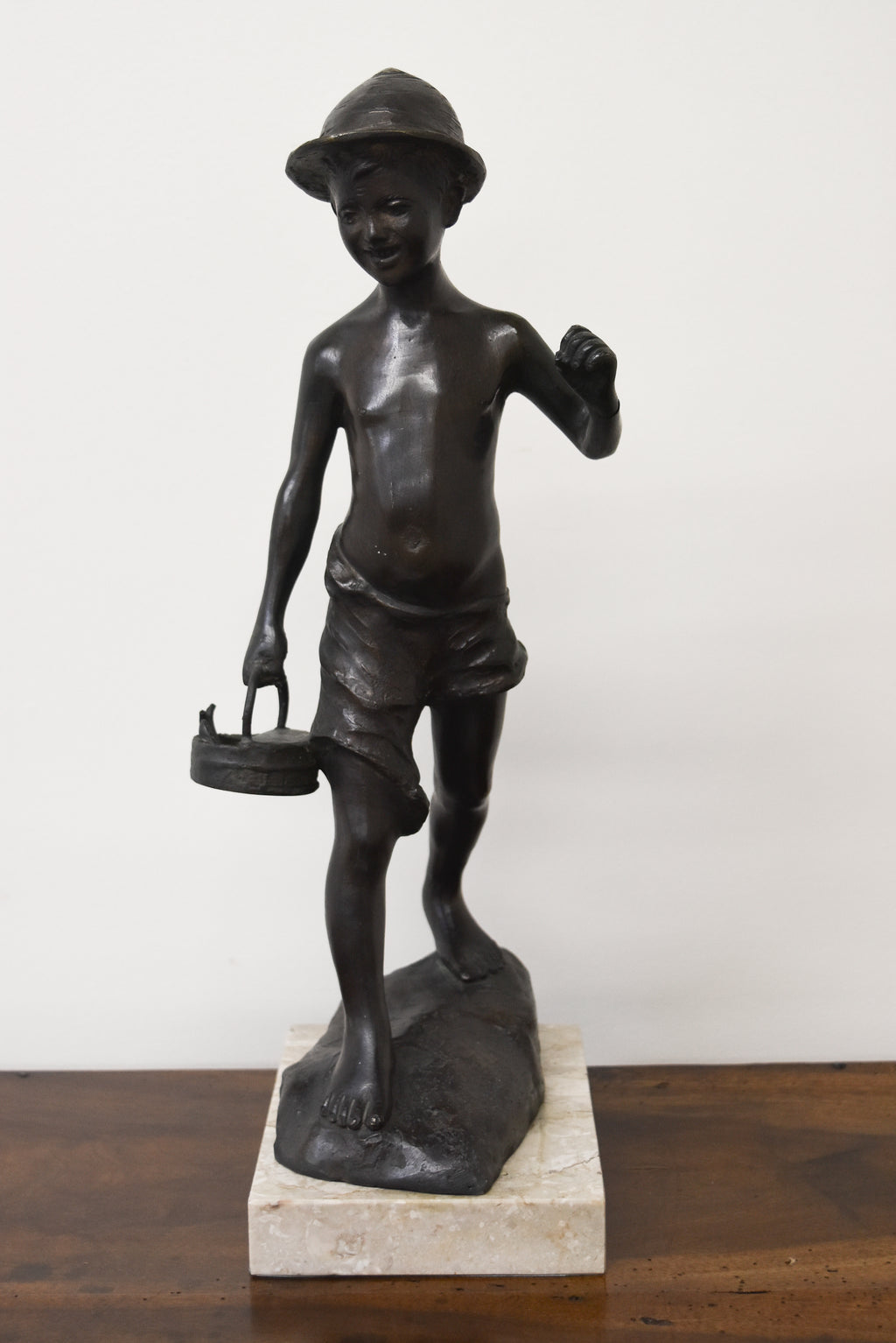 Signed Bronze Boy Statue on Marble Base – DebbieMathews
